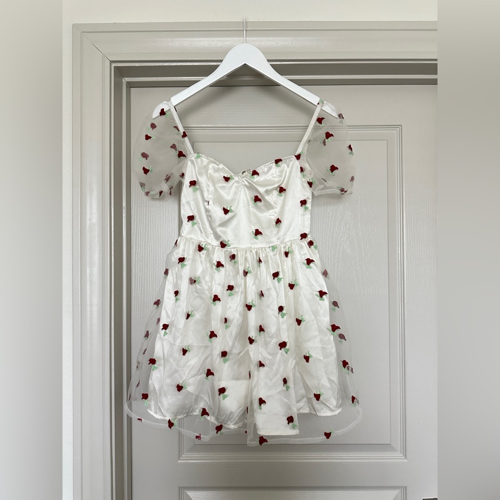 Dolls Kill Sugar Thrillz Organza Rose White Dress Sma… - Gem